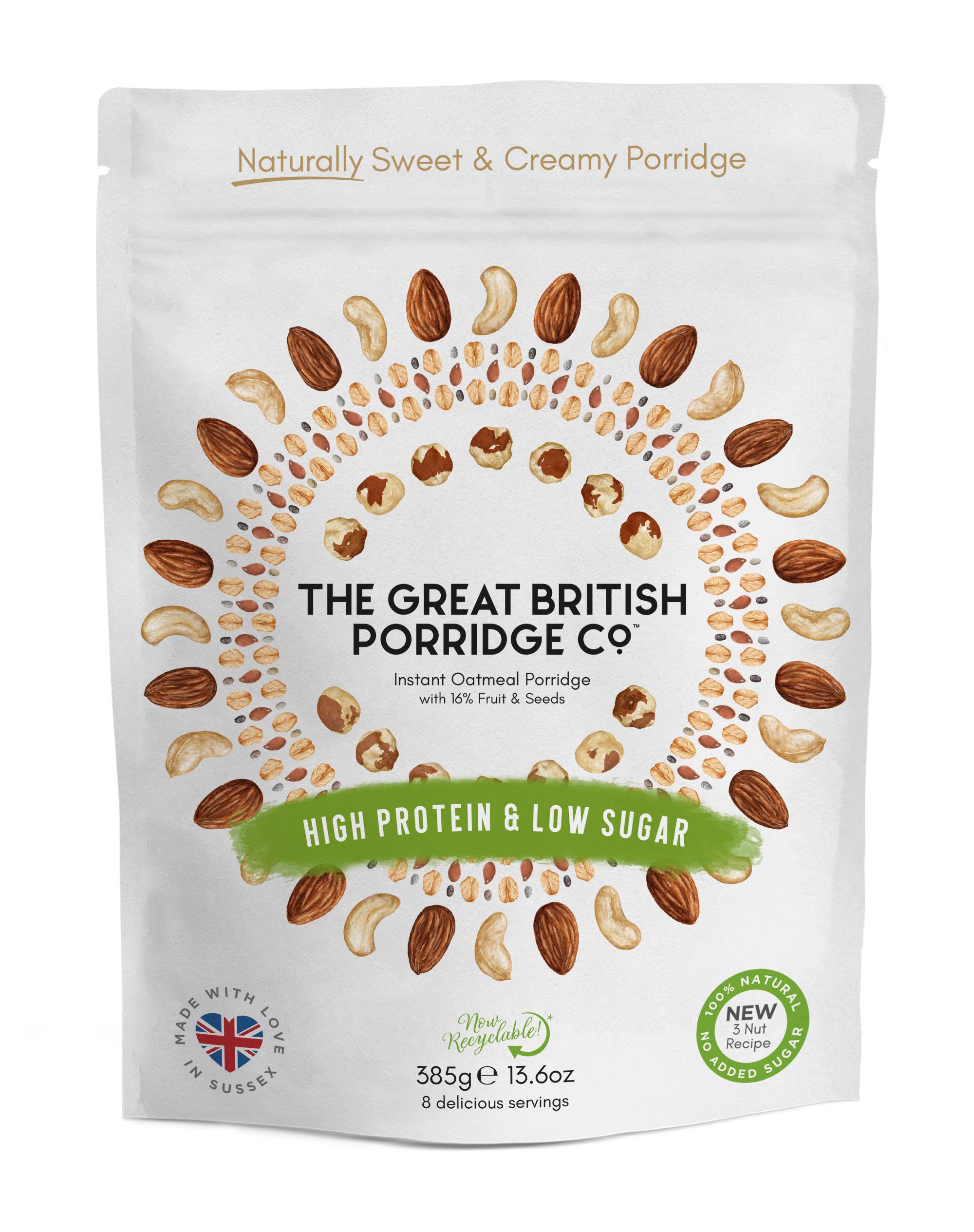 High Protein, Low Sugar 100% Natural Porridge Pouch – The Great British ...